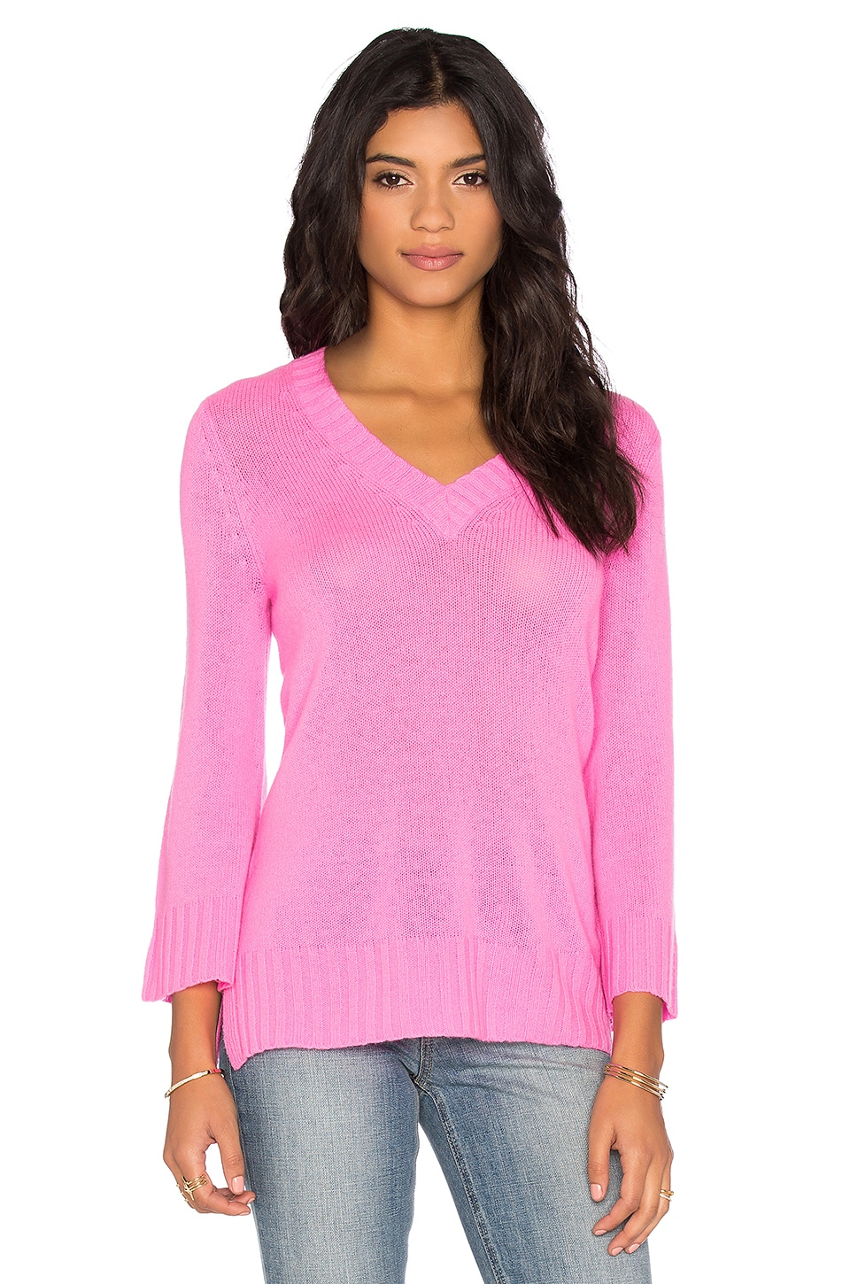 Autumn Cashmere Bell Sleeve V Neck Sweater in Rave | REVOLVE