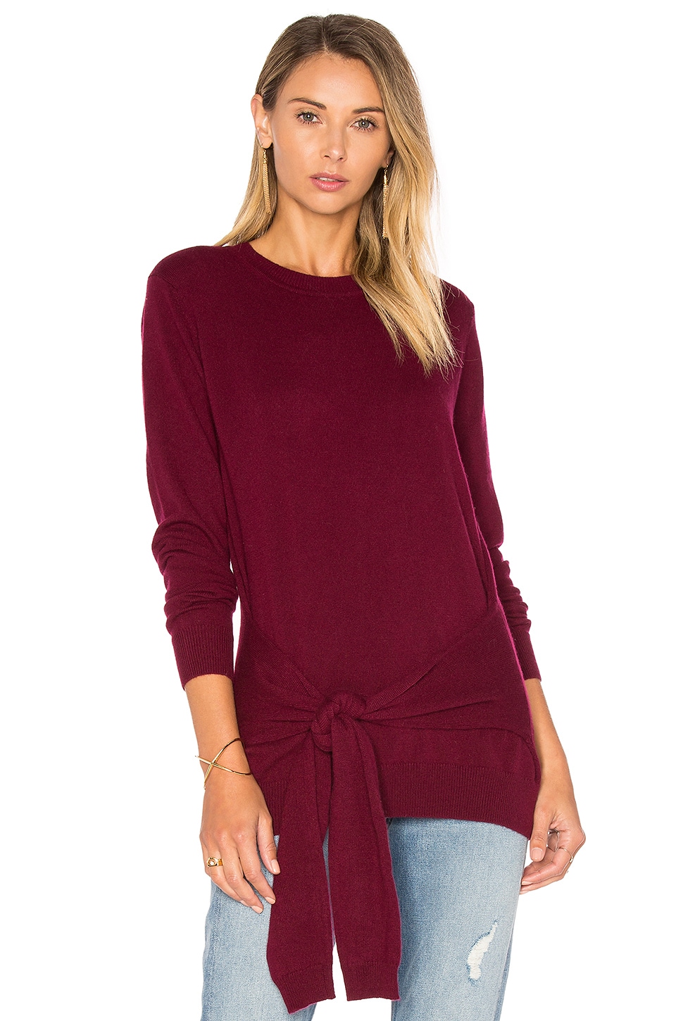 Autumn Cashmere Tie Front Sweater in Pinot | REVOLVE