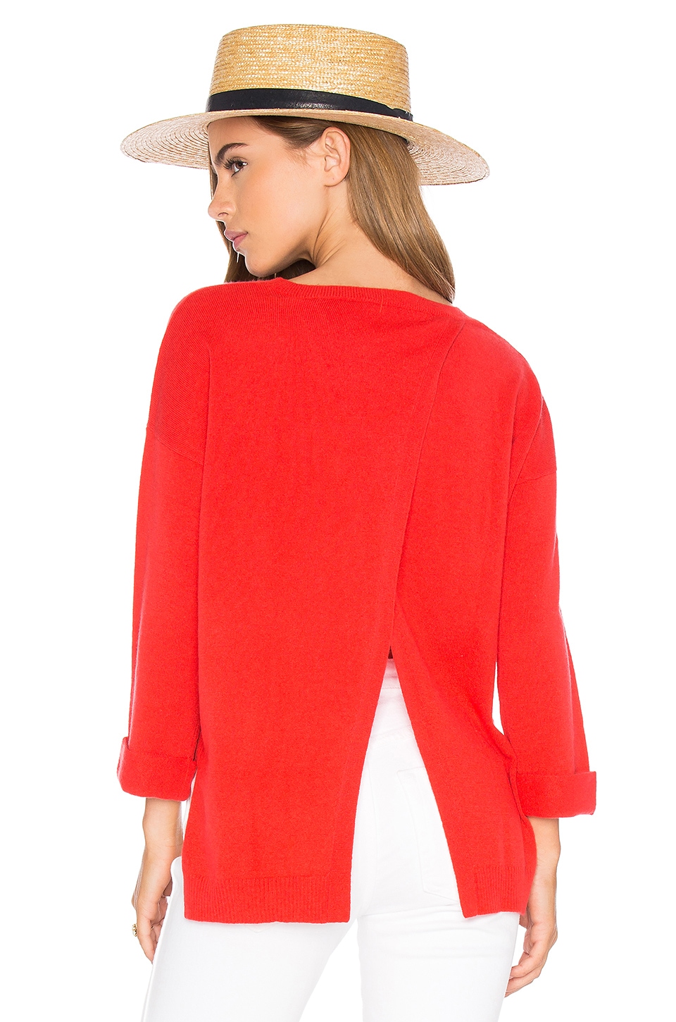 Autumn Cashmere High Low Open Back Sweater in Lava | REVOLVE