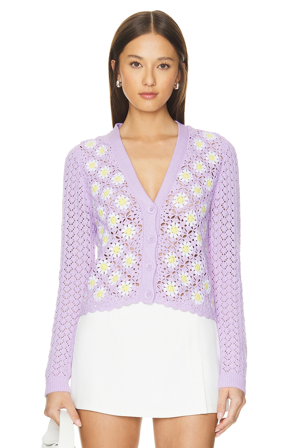 Autumn Cashmere Daisy Cardigan in Violet Combo | REVOLVE