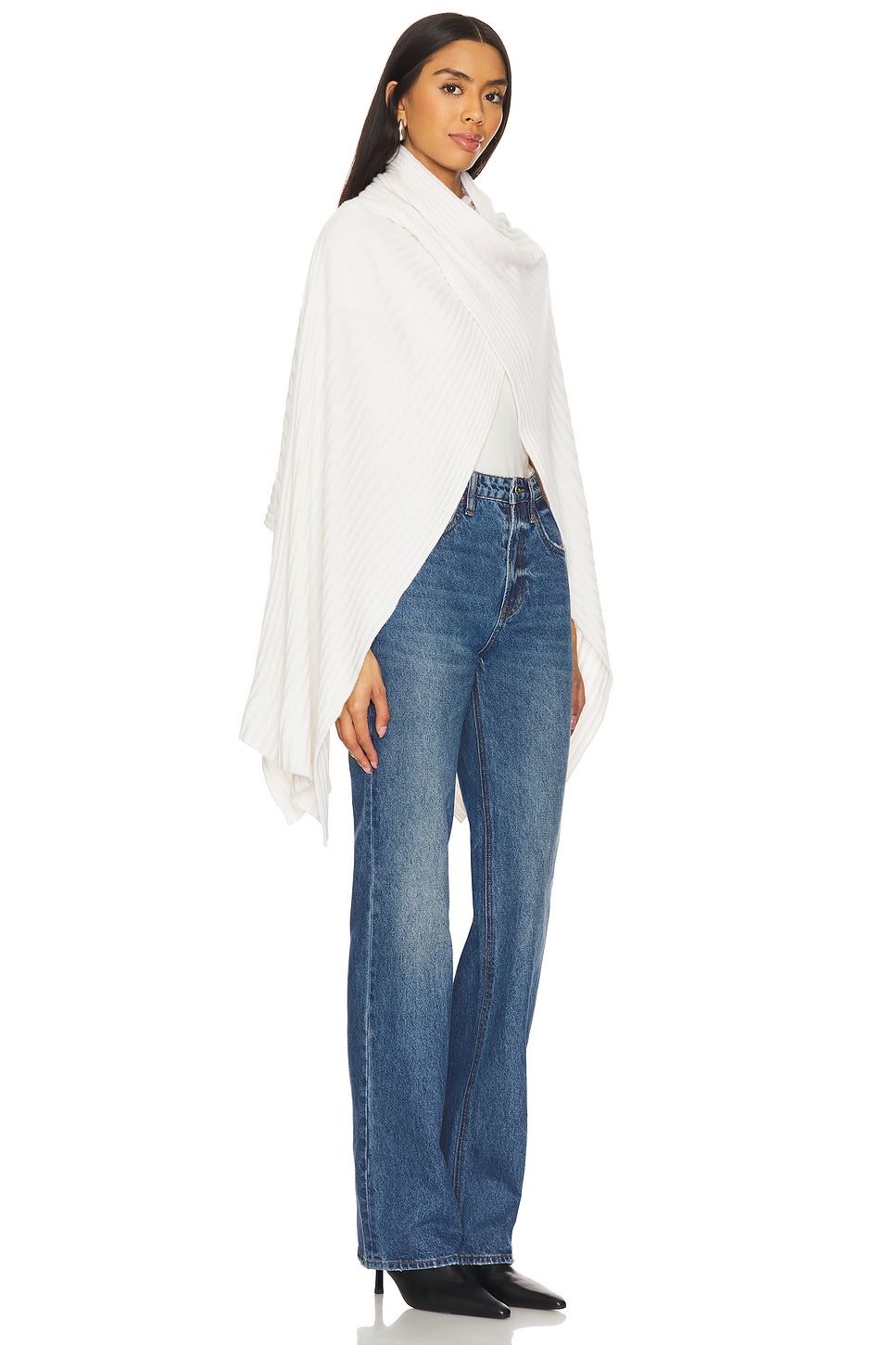 Autumn Cashmere Hybrid Rib Cape in Snow | REVOLVE