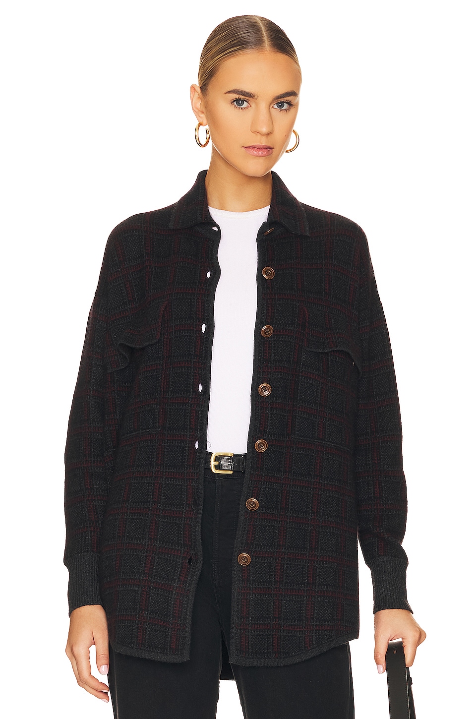 Autumn Cashmere Plaid Shacket in Anthracite & Ebony Combo | REVOLVE