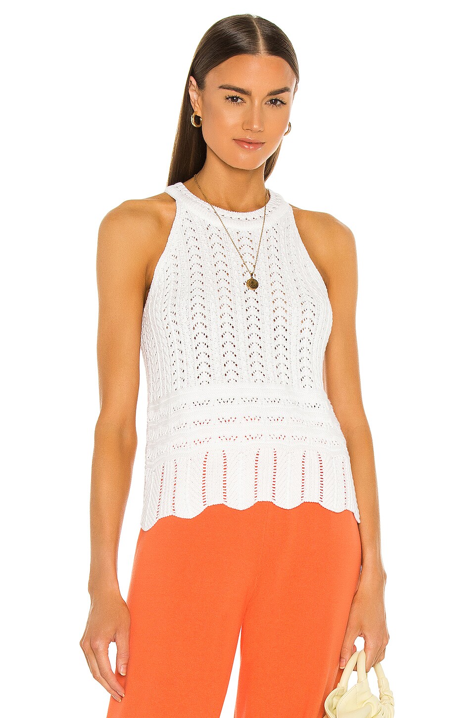 Autumn Cashmere Pointelle Stitch Halter Top in Bleach White | REVOLVE