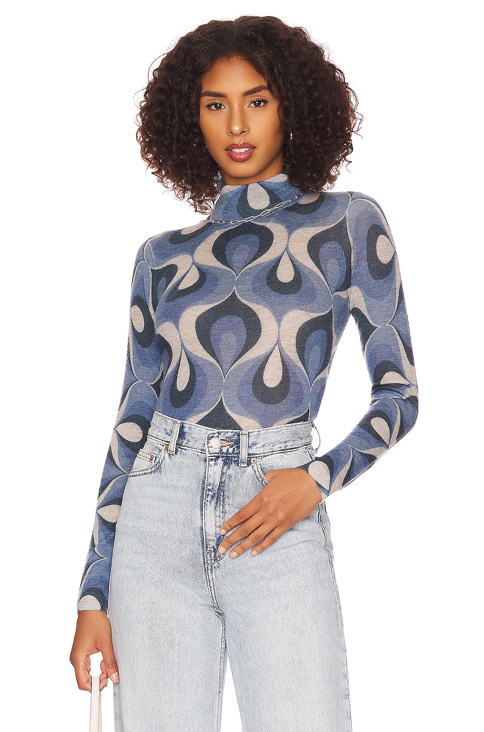 Autumn Cashmere Retro Print Sheer Top in Blue Combo | REVOLVE