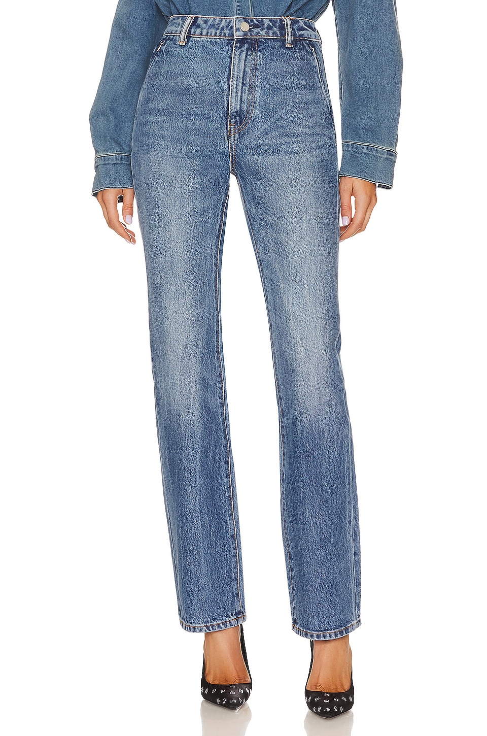 Alexander Wang High Waist Slim Stack Jean in Vintage Medium Indigo ...
