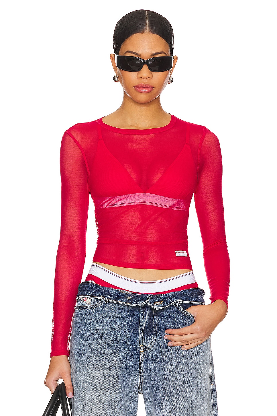 Alexander Wang Bodycon Long Sleeve Tee in Barberry | REVOLVE