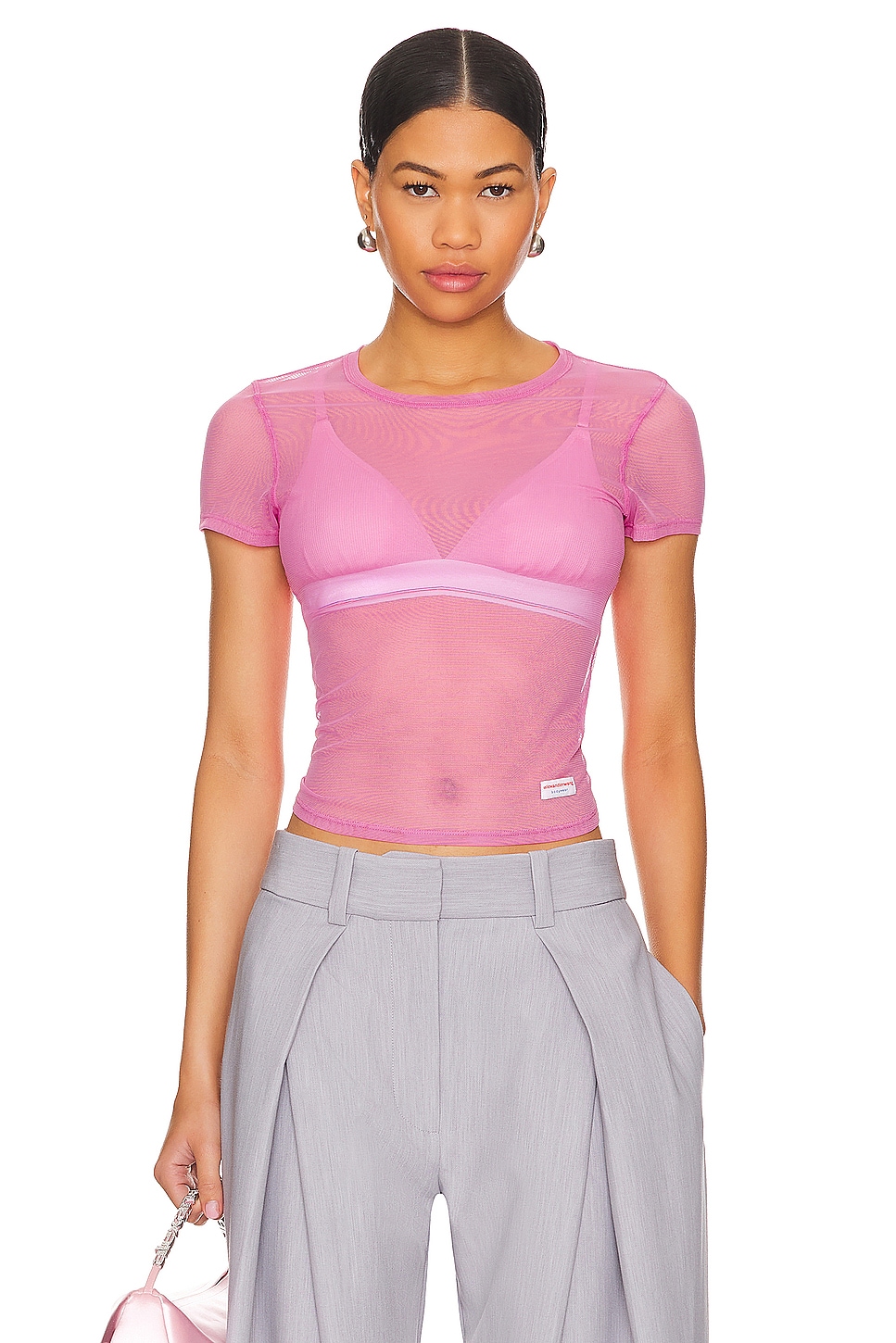 Alexander Wang Bodycon Short Sleeve Tee in Fuchsia Pink | REVOLVE