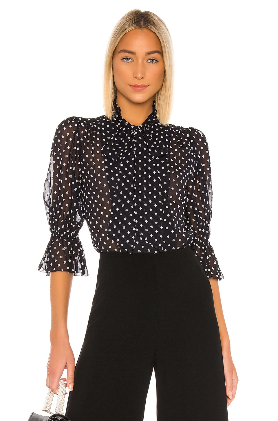 Alexis Calixte Top in Black Embroidered Dot | REVOLVE