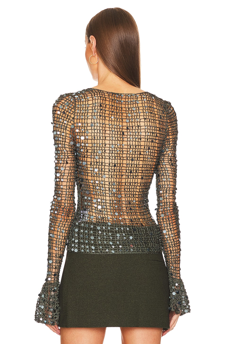 Aya Muse x REVOLVE Sheer Knit Top in Olive Green | REVOLVE