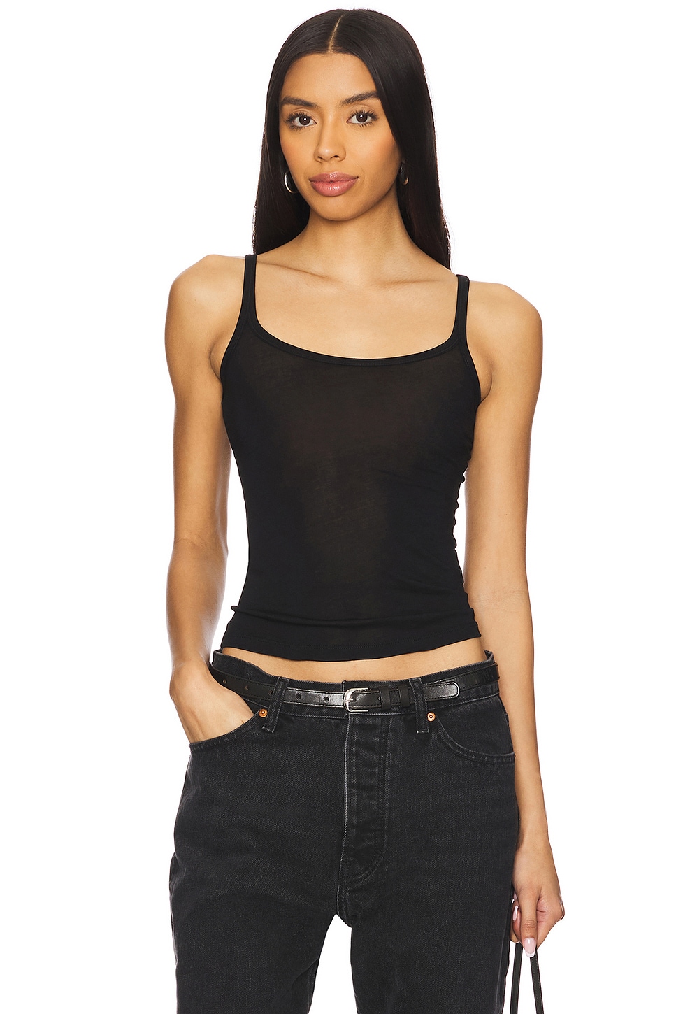 Aya Muse Scoop Tank Top in Black | REVOLVE