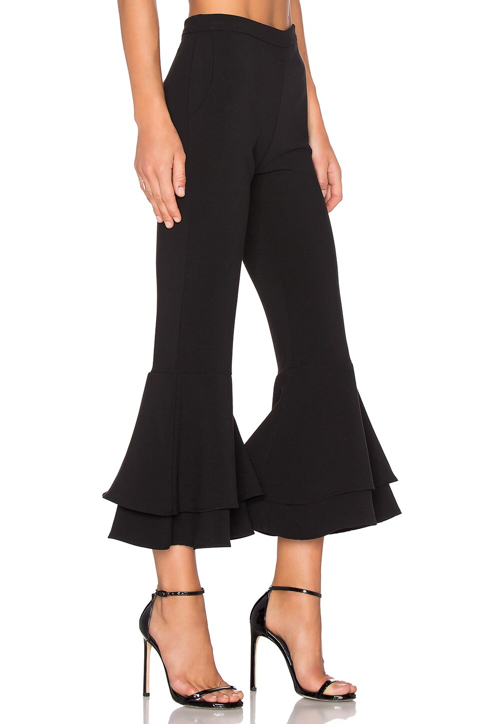 Backstage x REVOLVE Supafly Crop Double Ruffle Pant in Black | REVOLVE