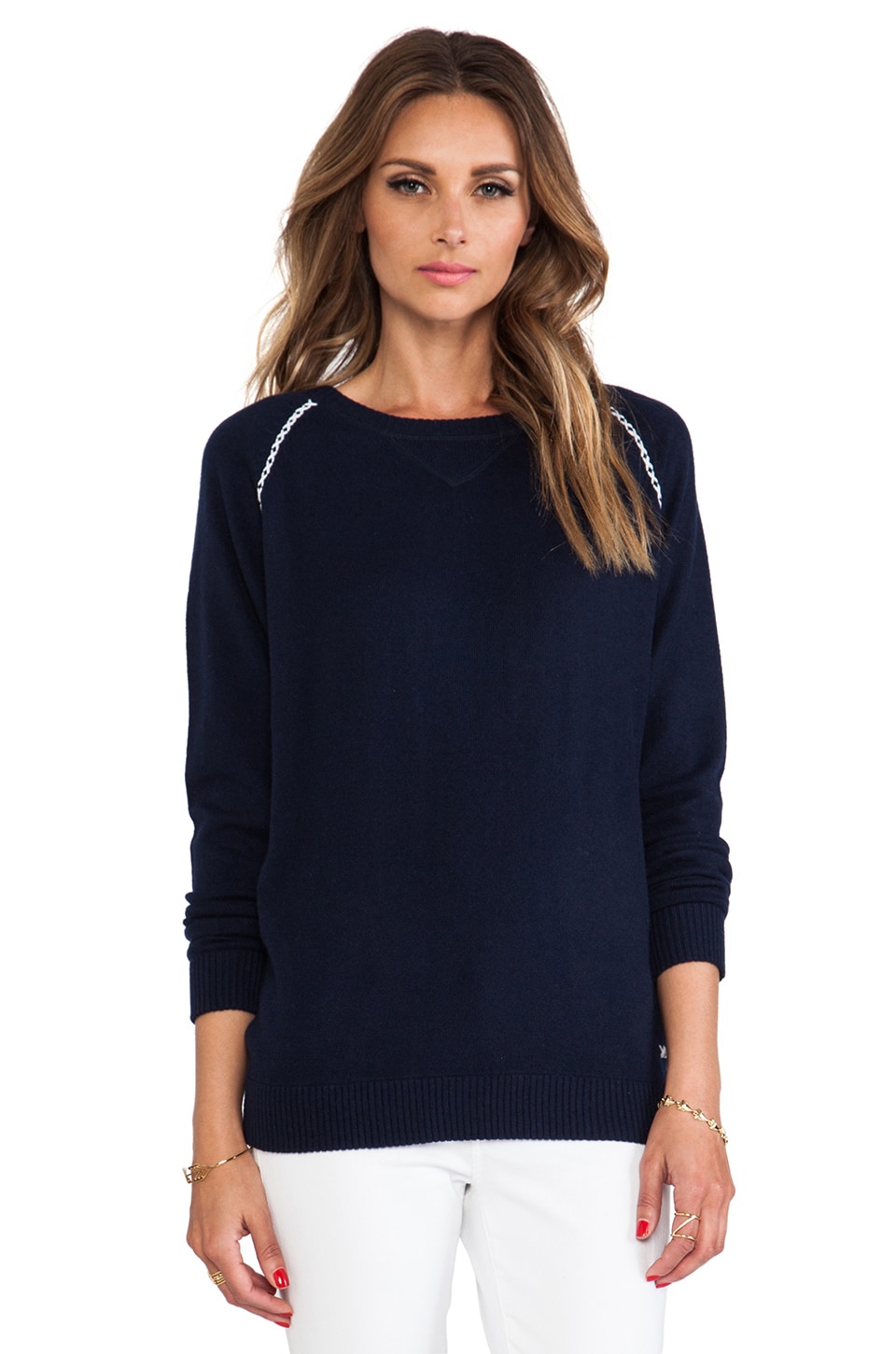 Banjo & Matilda Sloppy Jojo Sweater in Navy | REVOLVE