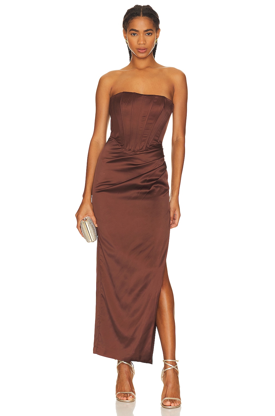 Bardot Everlasting Satin Dress in Chocolate | REVOLVE