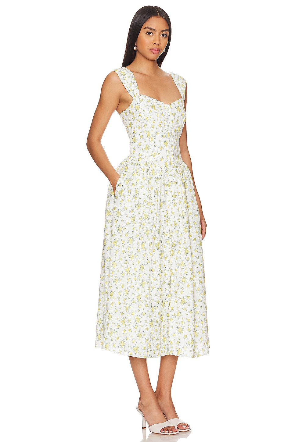 Bardot Malea Midi Dress in Yellow Floral | REVOLVE