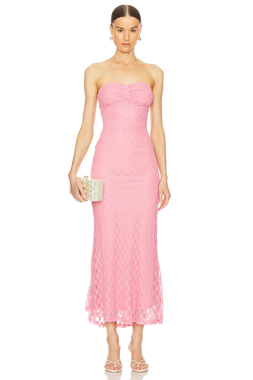 Bardot x REVOLVE Adoni Strapless Midi Dress in Pink | REVOLVE