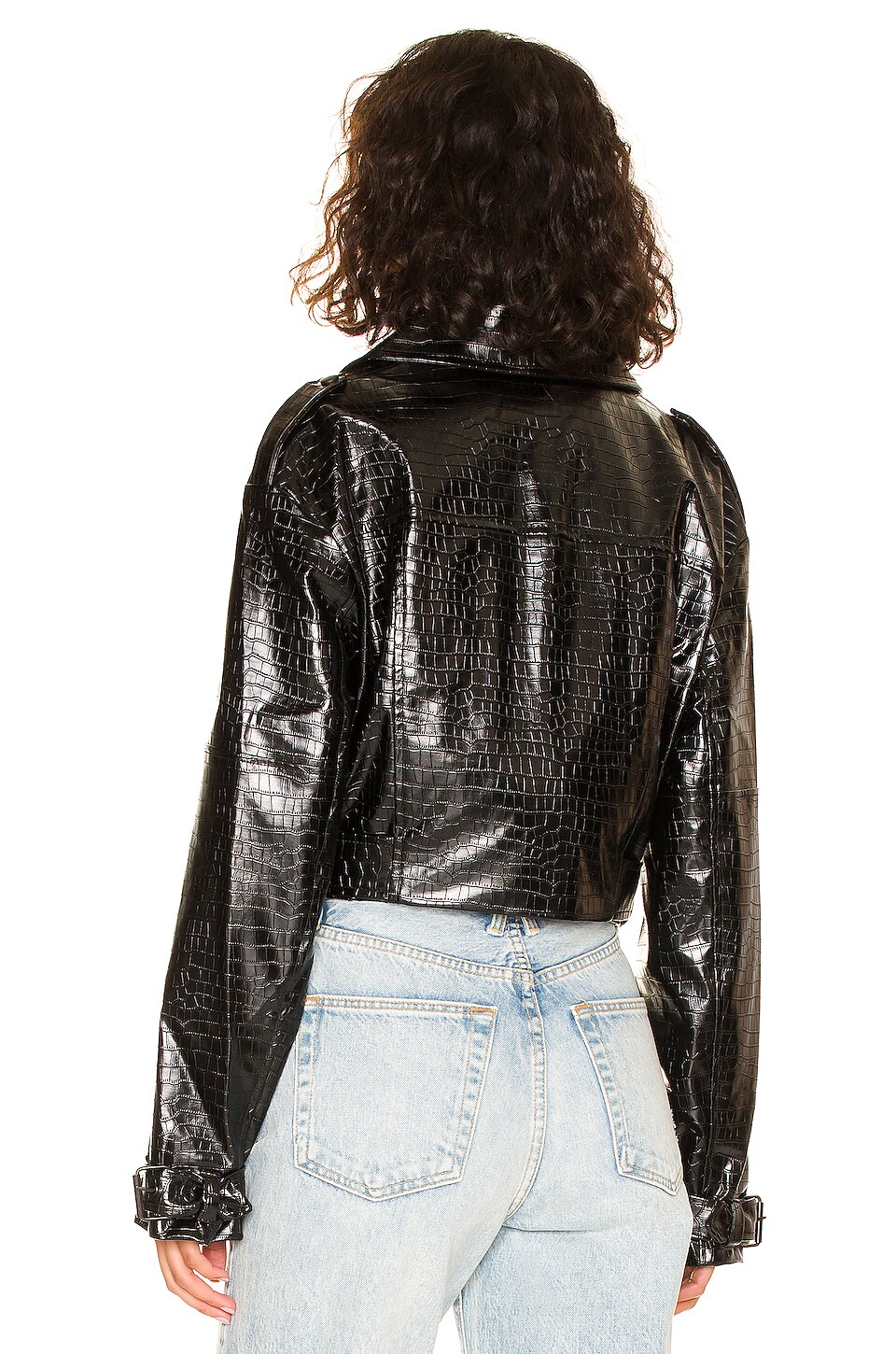 Bardot Croc Biker Jacket in Croc Black | REVOLVE