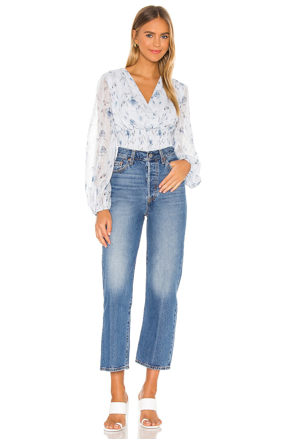 Bardot Mabel Top in Blue Lily Floral | REVOLVE