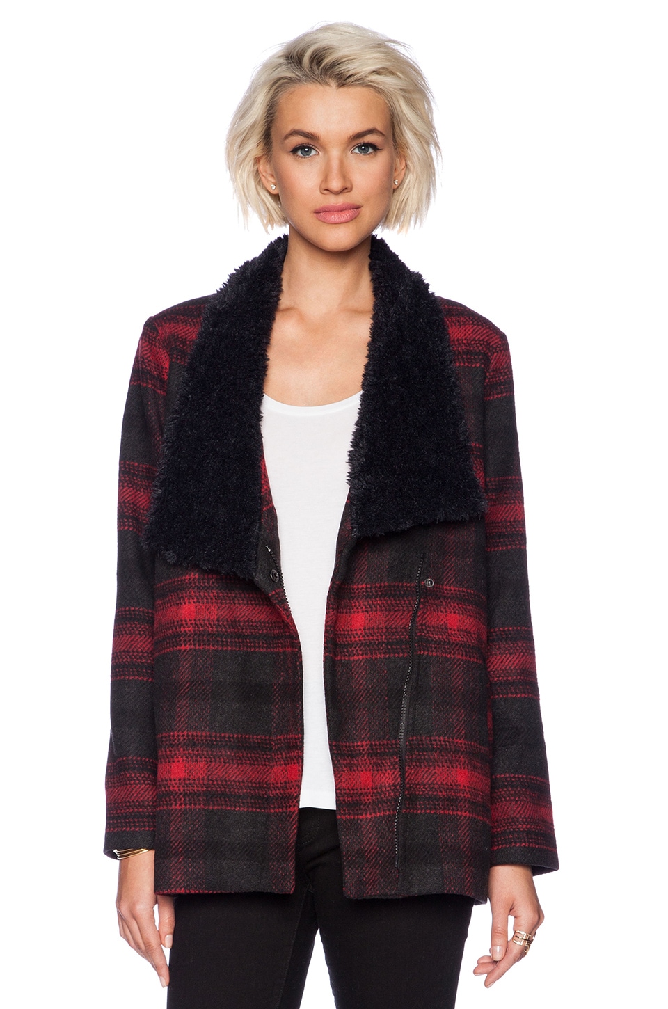 Steve Madden Rydell Plaid Jacket in Black & Red | REVOLVE