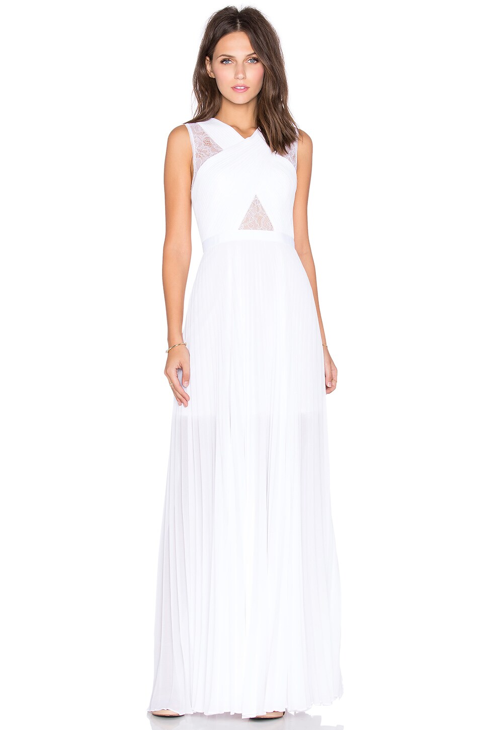 BCBGMAXAZRIA Cross Front Gown in White | REVOLVE