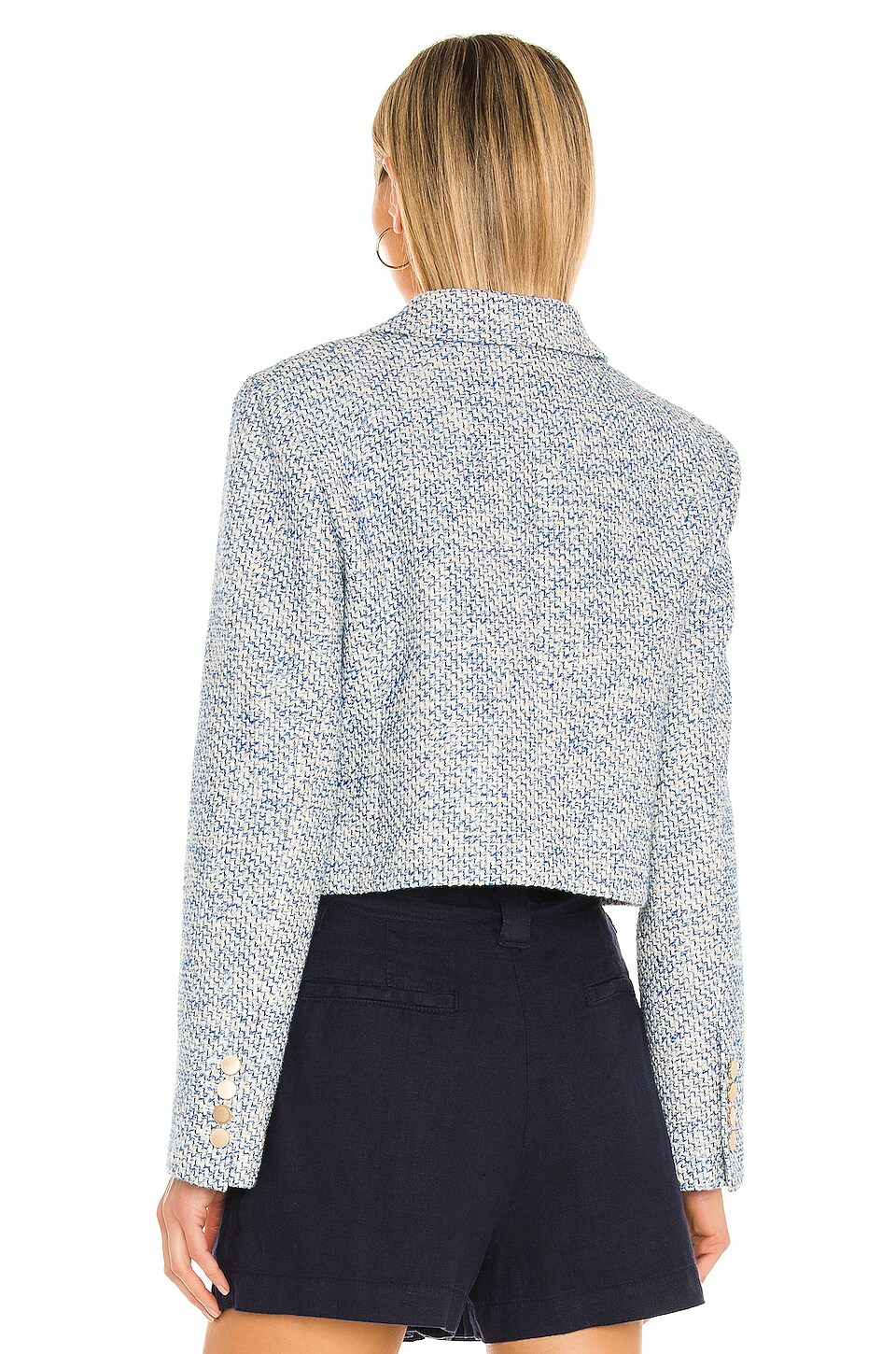 BCBGMAXAZRIA Tweed Crop Blazer in Blue Combo | REVOLVE