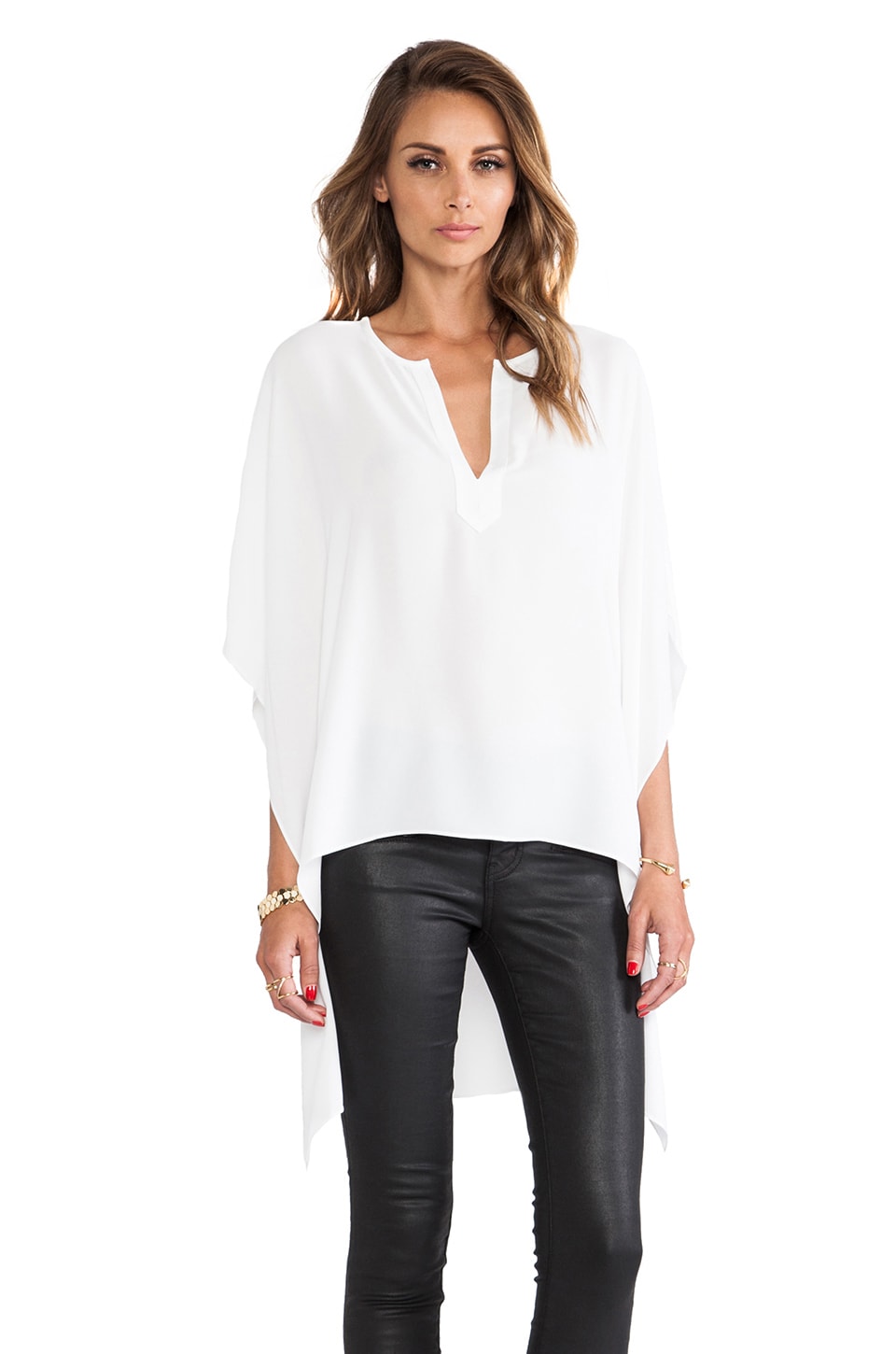 BCBGMAXAZRIA Neda Keyhole Blouse in White | REVOLVE