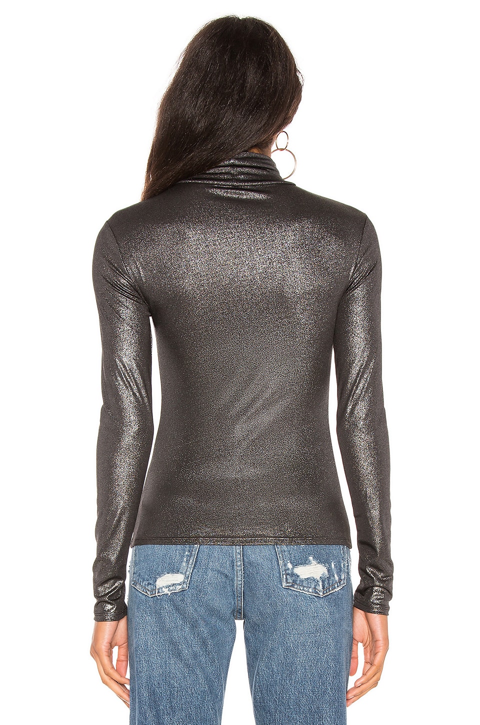 BCBGMAXAZRIA Metallic Turtleneck Knit Top in Black | REVOLVE