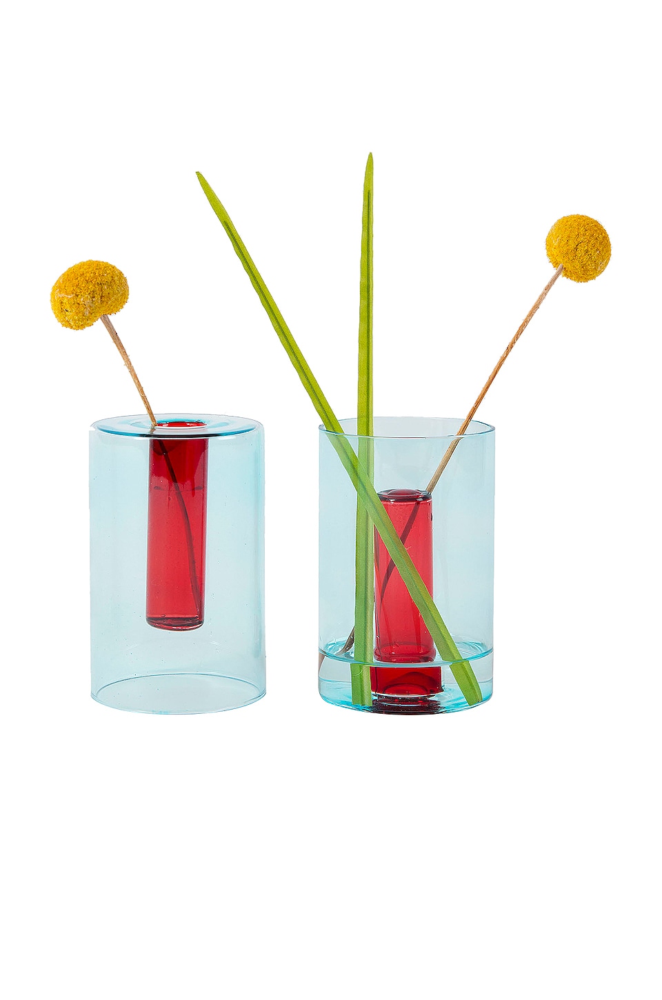 Block Design Small Reversible Glass Vase in Blue & Red | REVOLVE