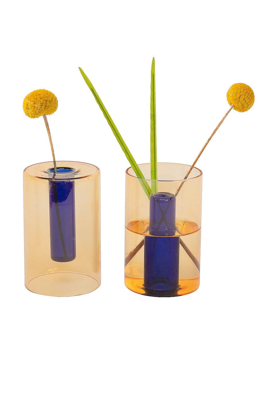 Block Design Small Reversible Glass Vase in Peach & Cobalt | REVOLVE