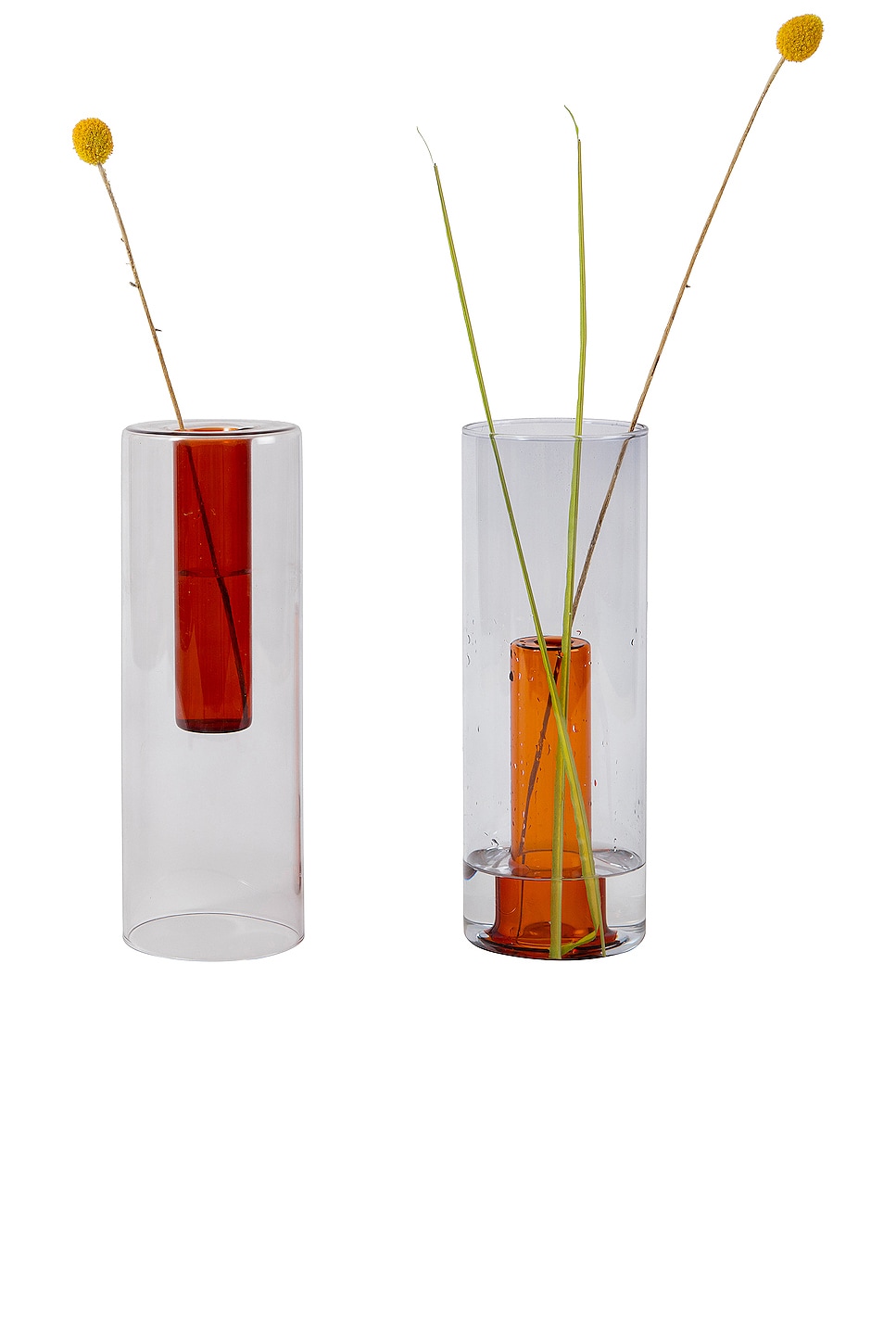 Block Design Large Reversible Glass Vase in Grey & Orange | REVOLVE