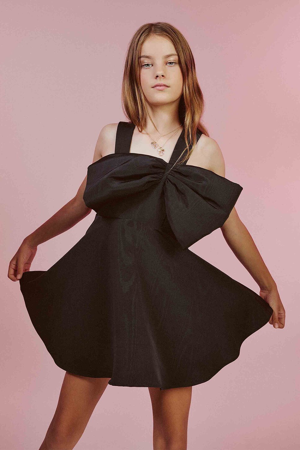 Bardot Junior Kids Stefania Mini Bow Dress in Black | REVOLVE