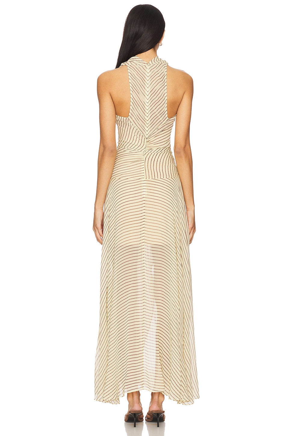 Bec + Bridge Anise High Neck Dress in Butter & Plum Strip | REVOLVE