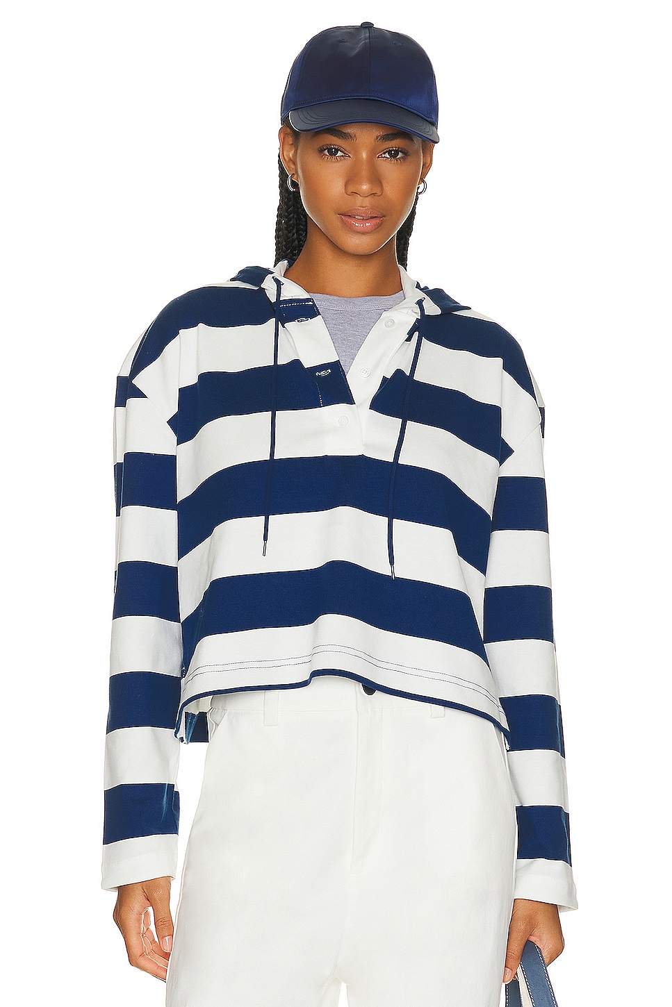 BEVERLY HILLS x REVOLVE Oversized Rugby Hoodie in Navy & White | REVOLVE