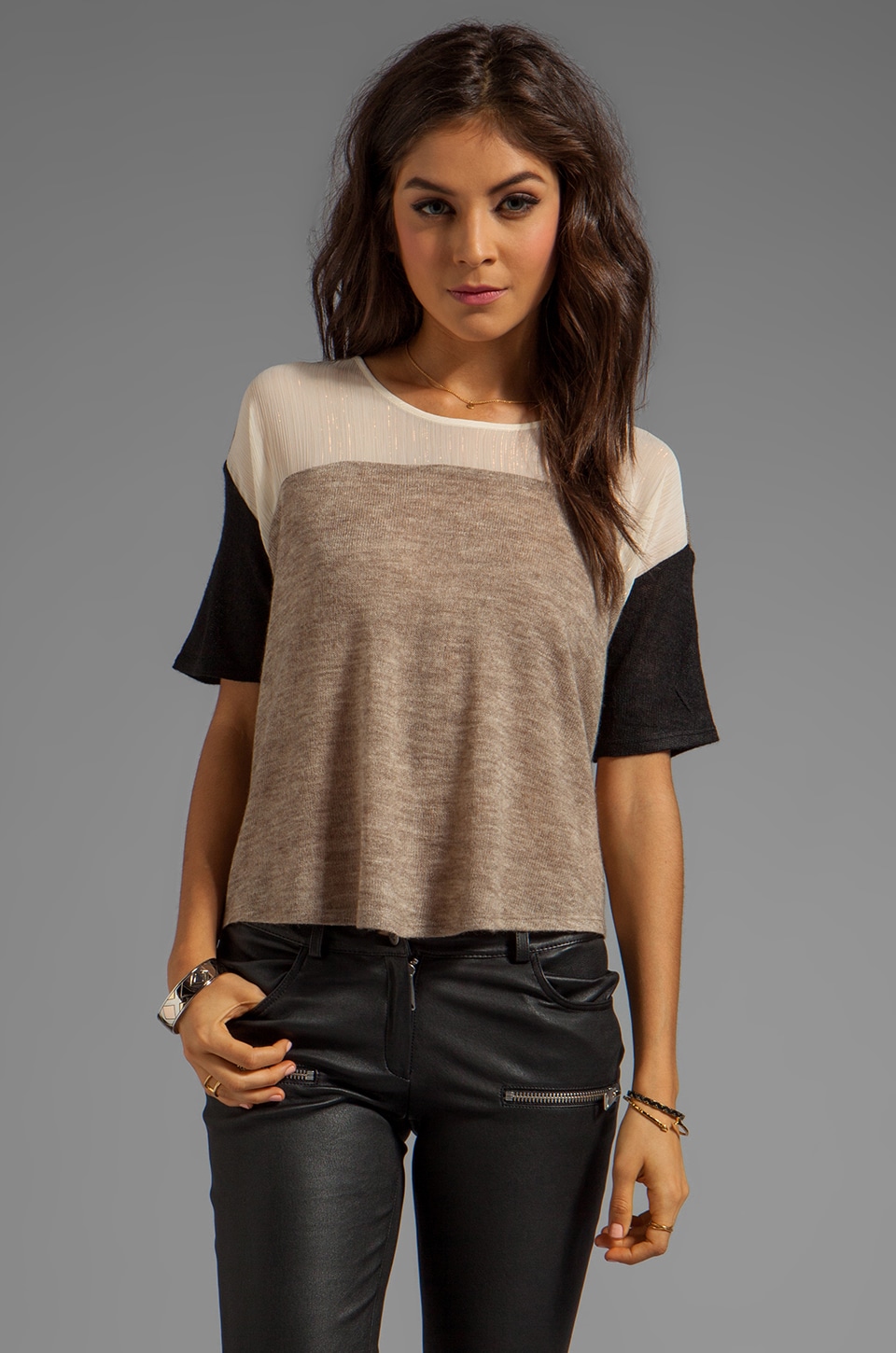 Beyond Vintage Colorblock Top in Brown | REVOLVE