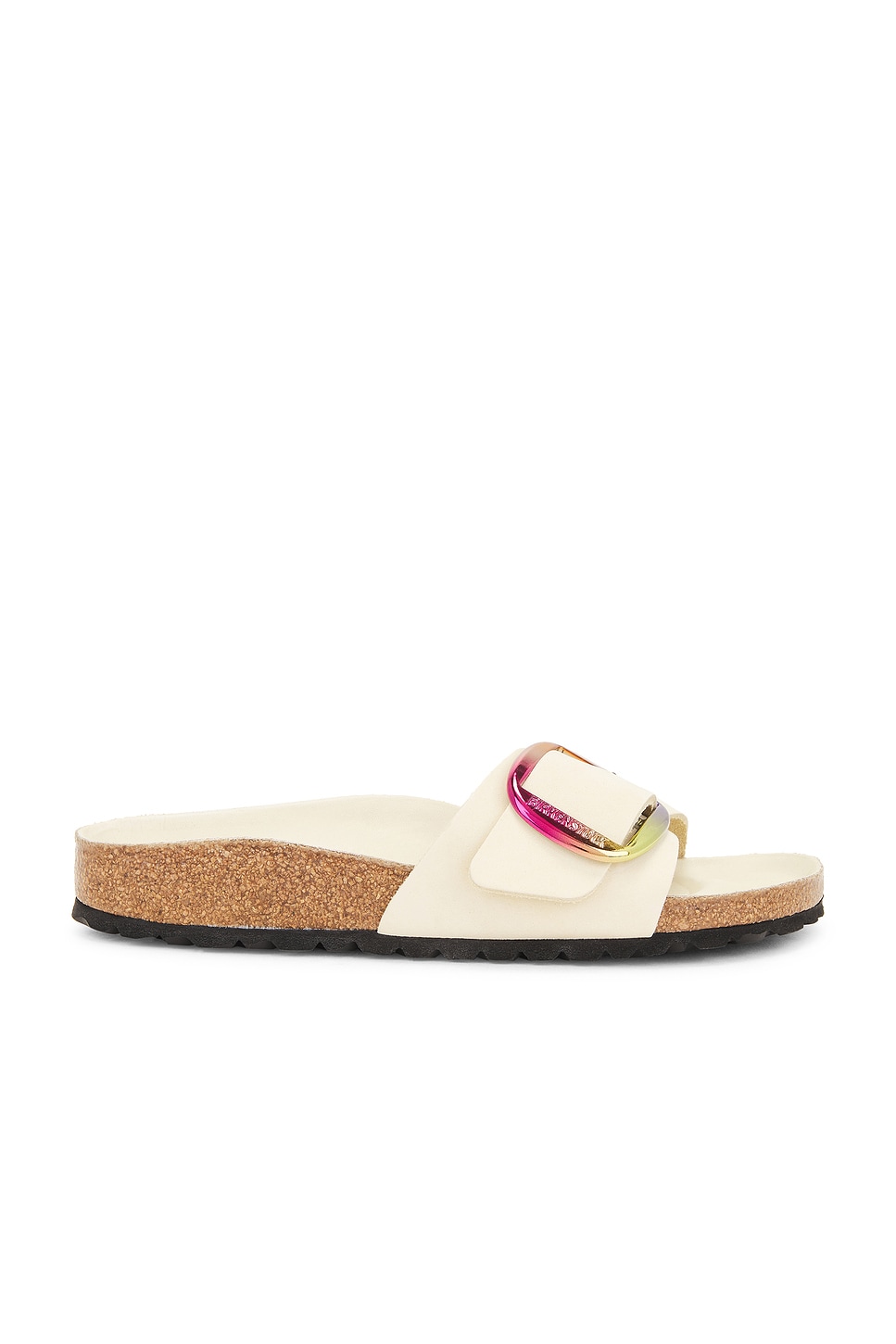 BIRKENSTOCK Madrid Big Buckle Iridescent Sandal in Ecru | REVOLVE