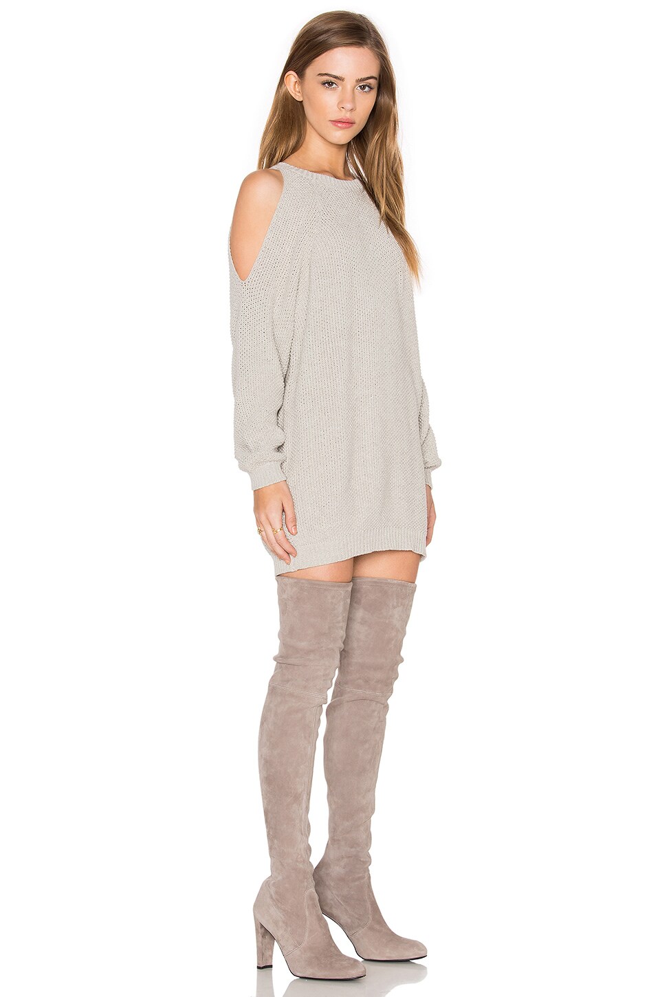 Bishop + Young Cold Shoulder Tunic Sweater in Grey | REVOLVE