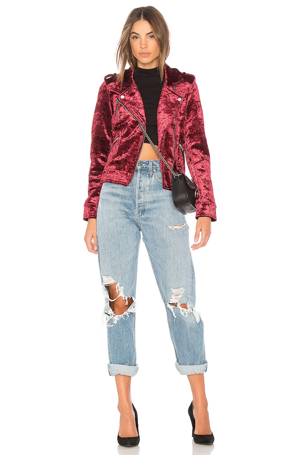 BLANKNYC Velvet Moto Jacket in Red | REVOLVE