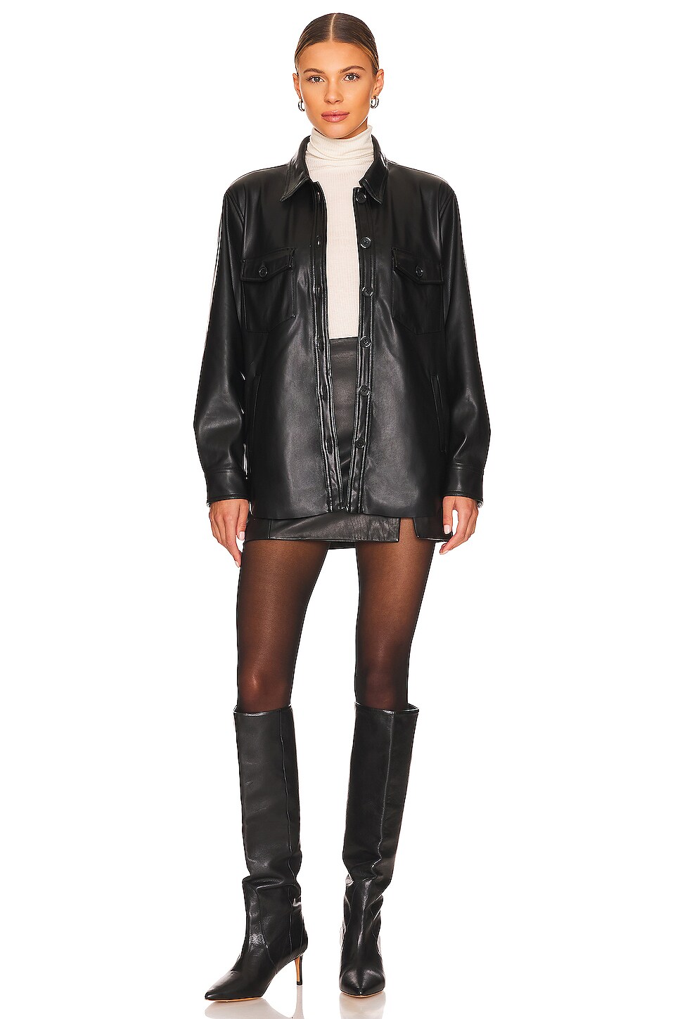 BLANKNYC Faux Leather Shacket in Suspicious Mind | REVOLVE