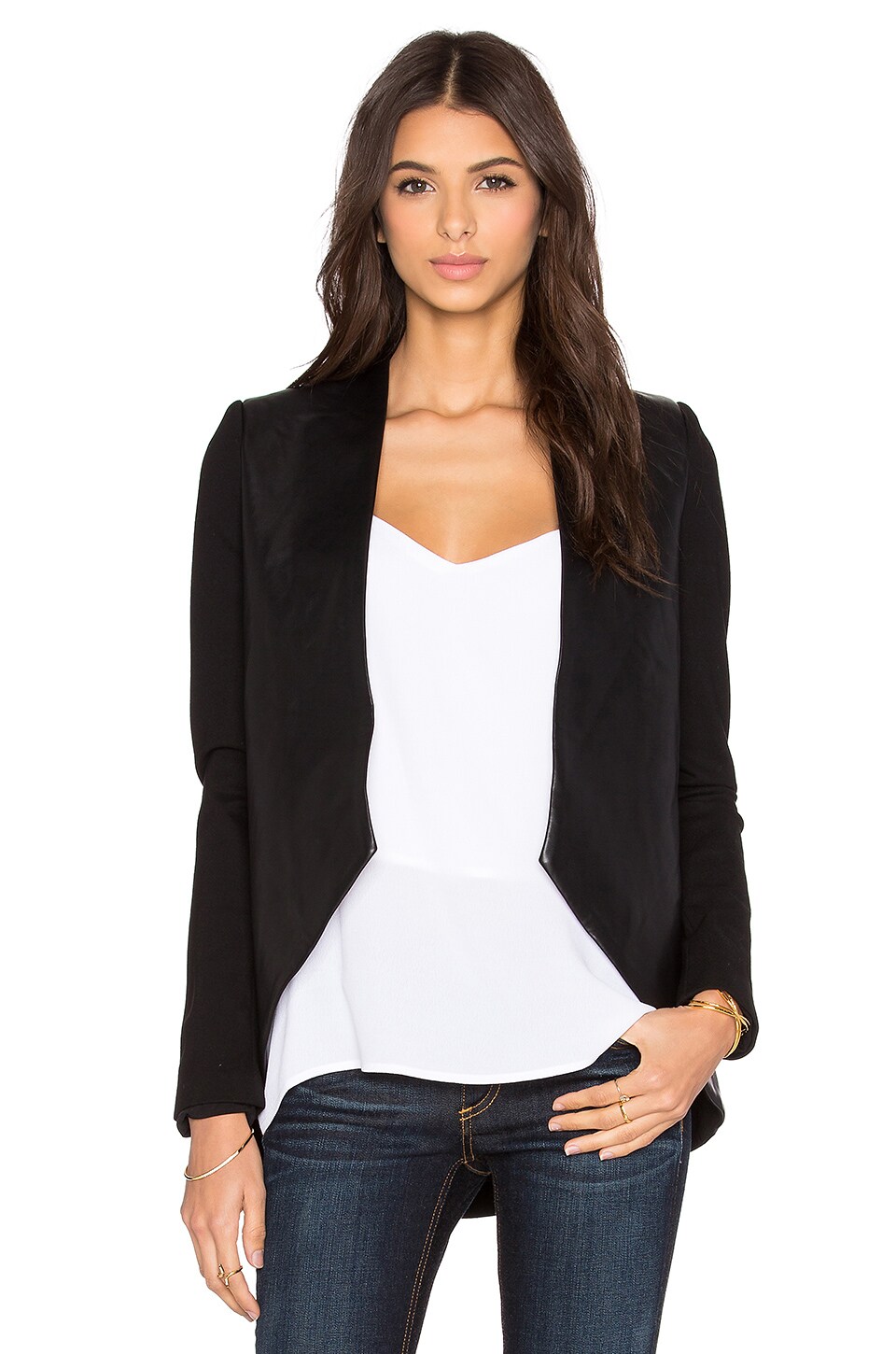 BLAQUE LABEL Leather Front Blazer in Black | REVOLVE