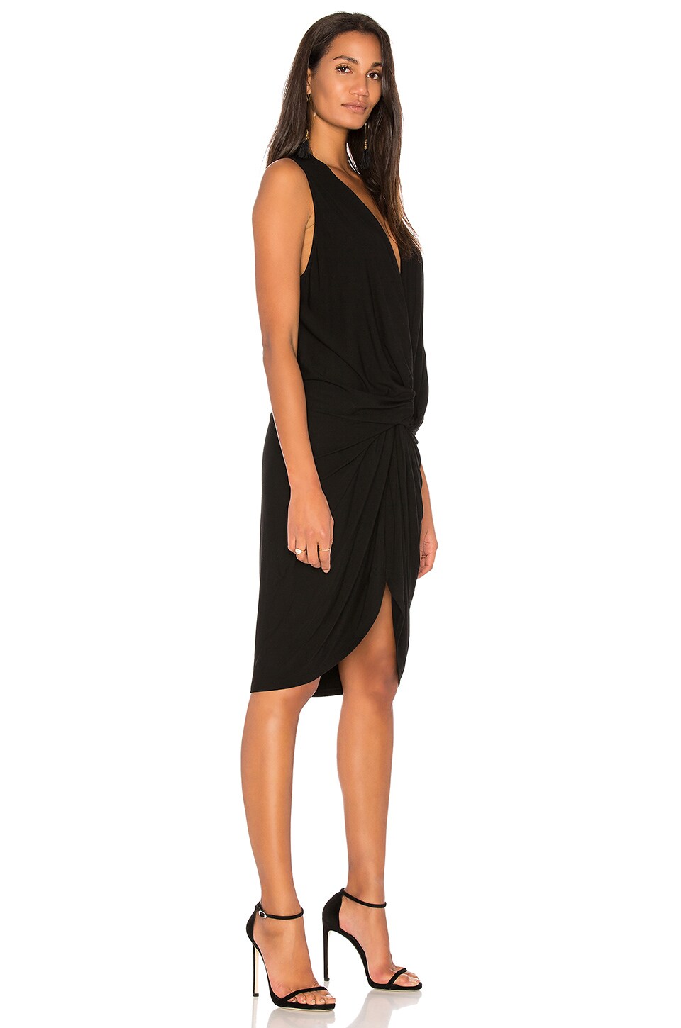 Bobi BLACK Twist Front Dress in Black | REVOLVE