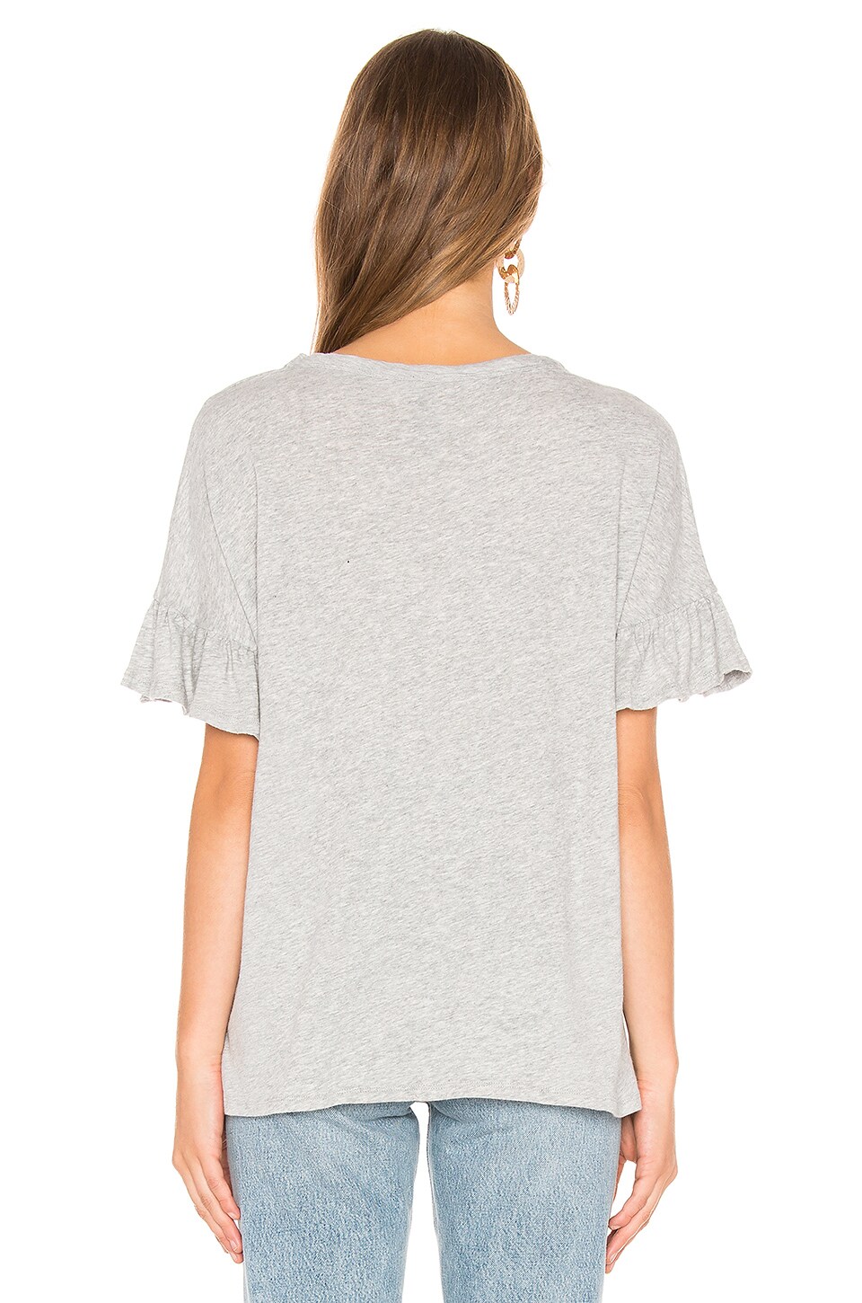 Bobi Ruffle Sleeve Tee in Heather Grey | REVOLVE
