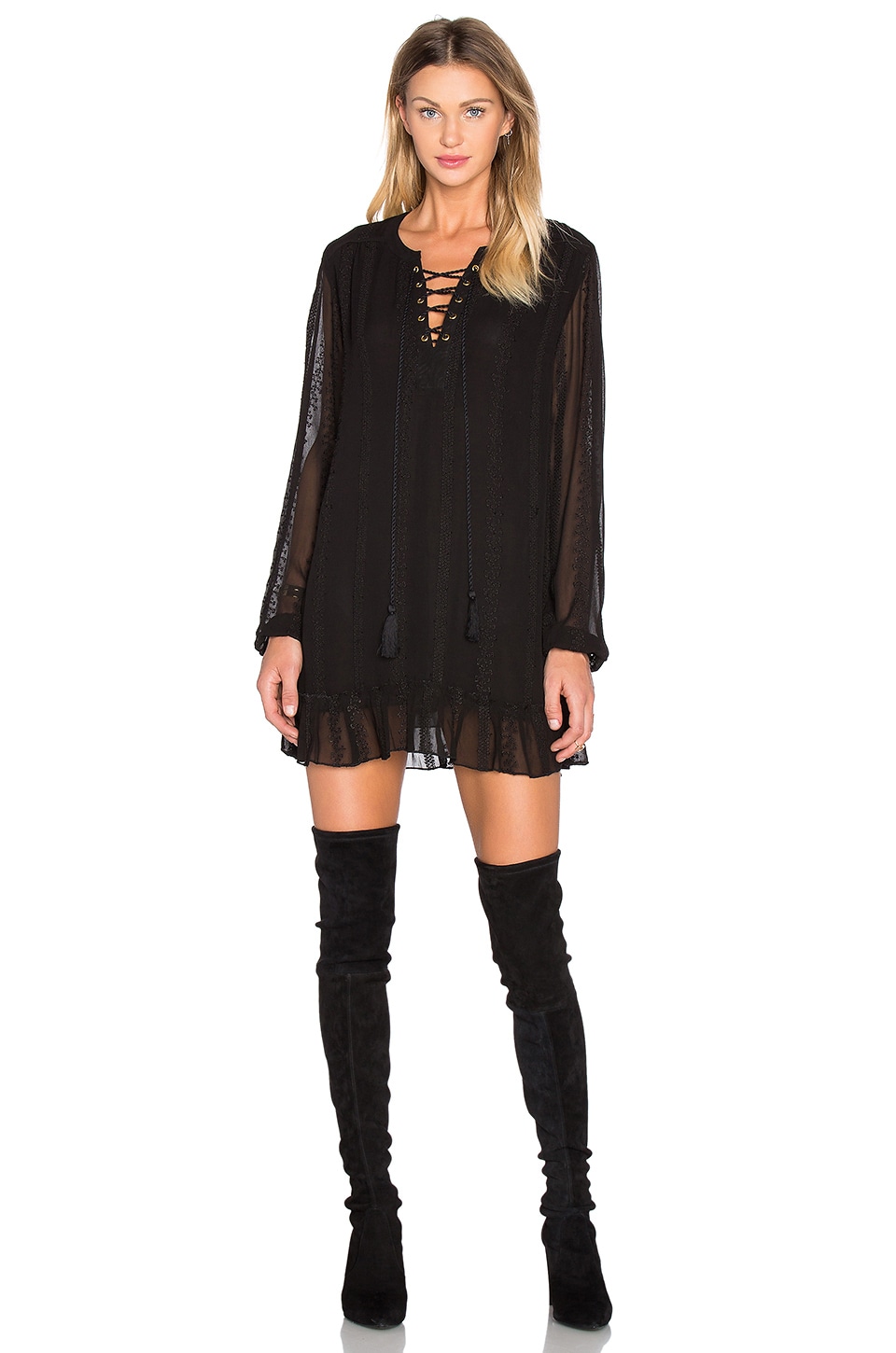 boemo Toulouse Ruffle Mini Dress in Black | REVOLVE