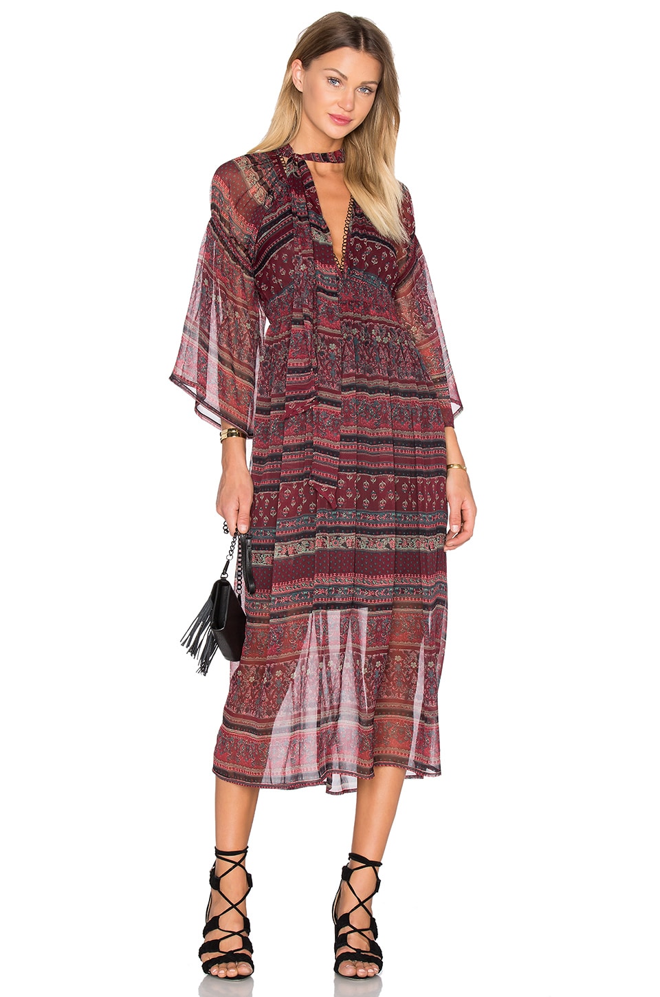 boemo Bastille Midi Dress in Maroon | REVOLVE