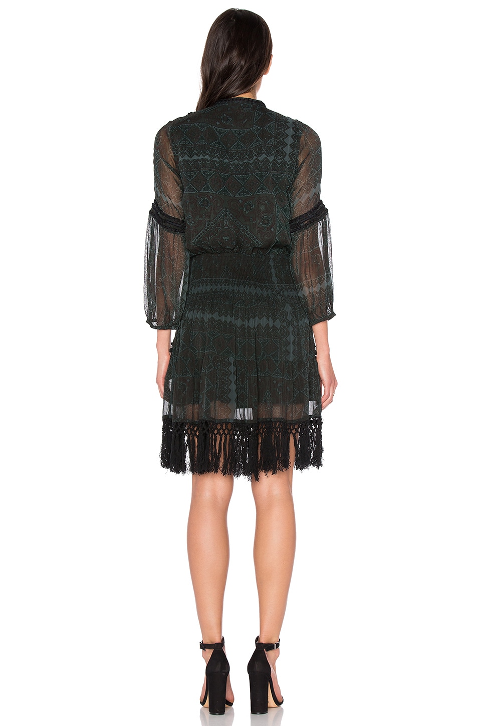 boemo Montaigne Fringe Mini Dress in Green | REVOLVE