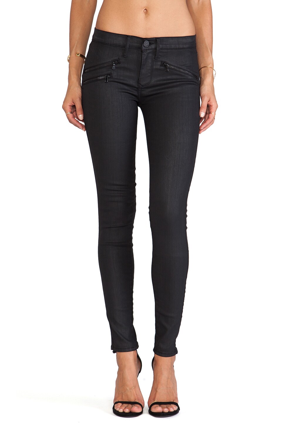 Black Orchid Coated Zipper Skinny in Equinox Black | REVOLVE
