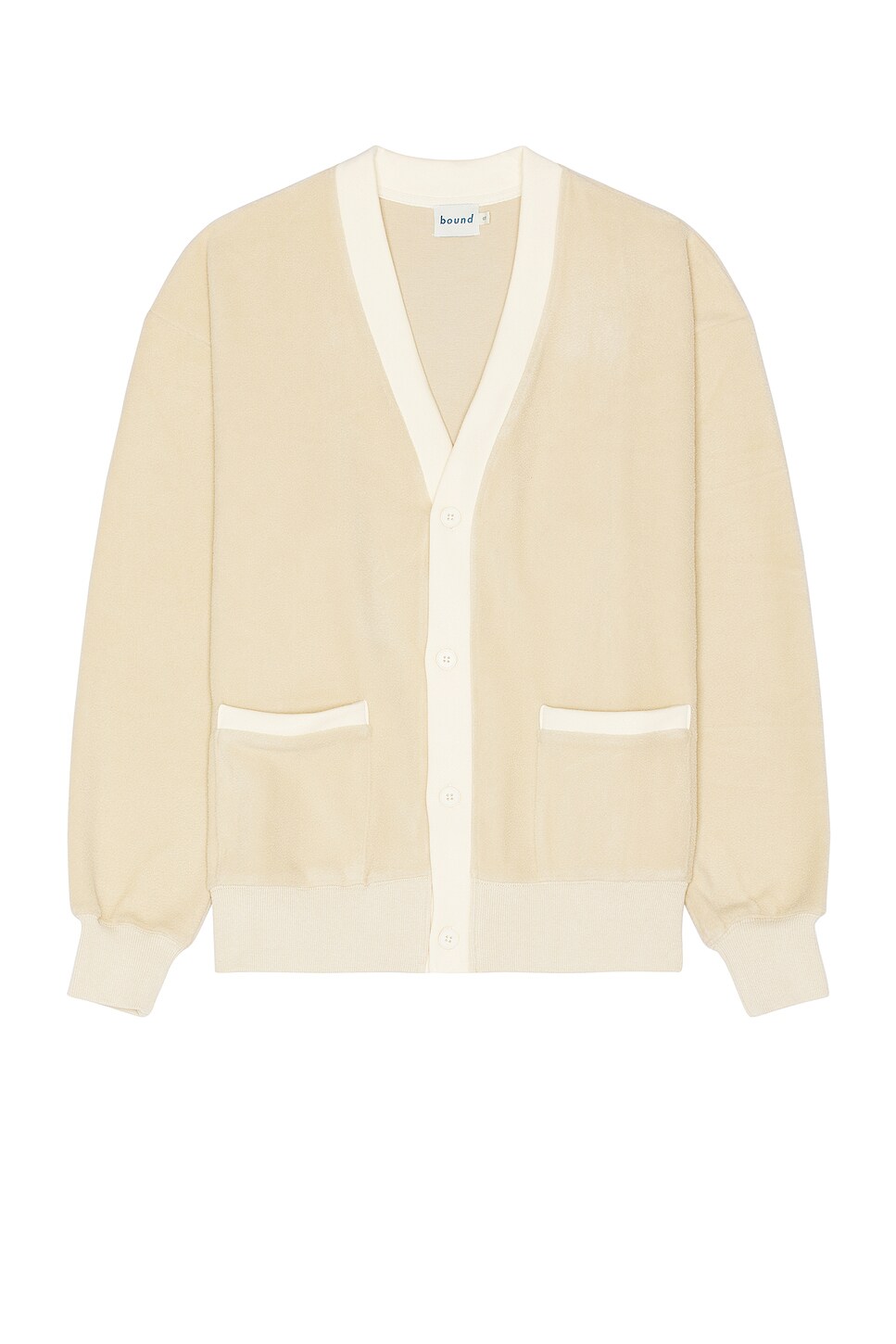 Bound Harvard Reverse Fleece Cardigan in Mushroom | REVOLVE
