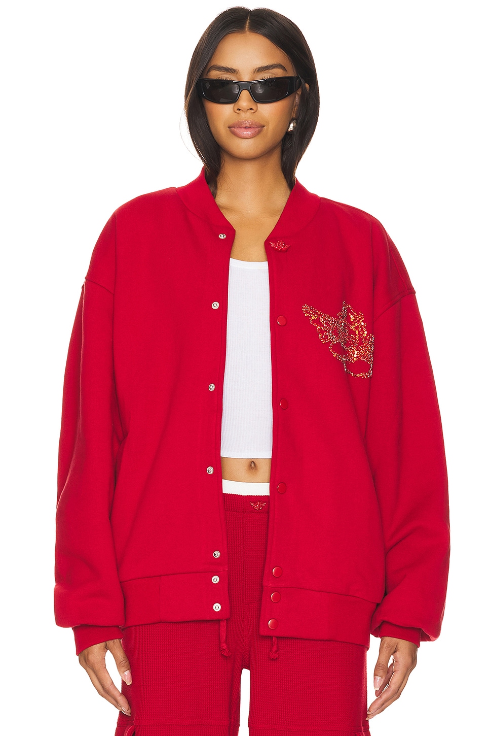 Boys Lie Red Roses, Red Roses Velour Sweatshirt in Red | REVOLVE