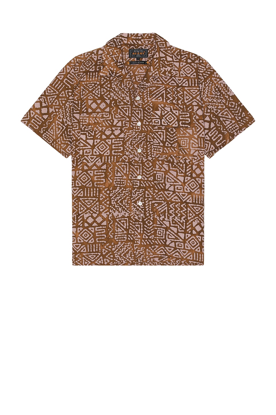 Beams Plus Open Collar Batik Print in Brown | REVOLVE