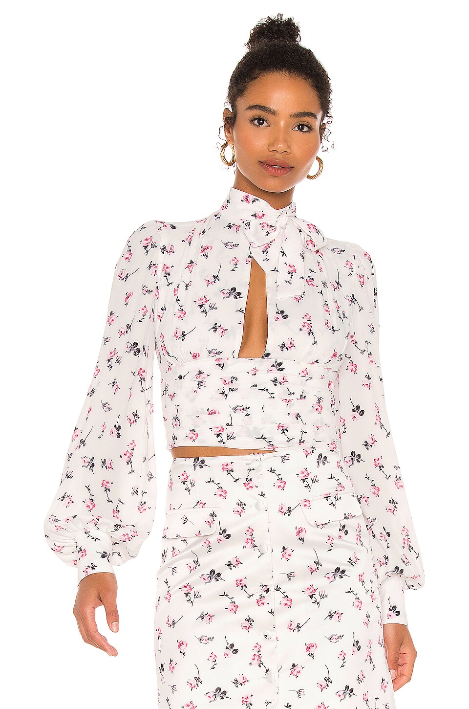 BROGNANO Floral Blouse in White | REVOLVE