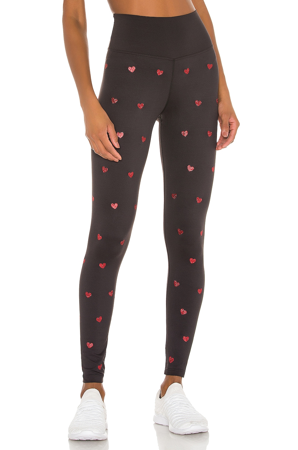 BEACH RIOT Sparkle Heart Legging in Black | REVOLVE