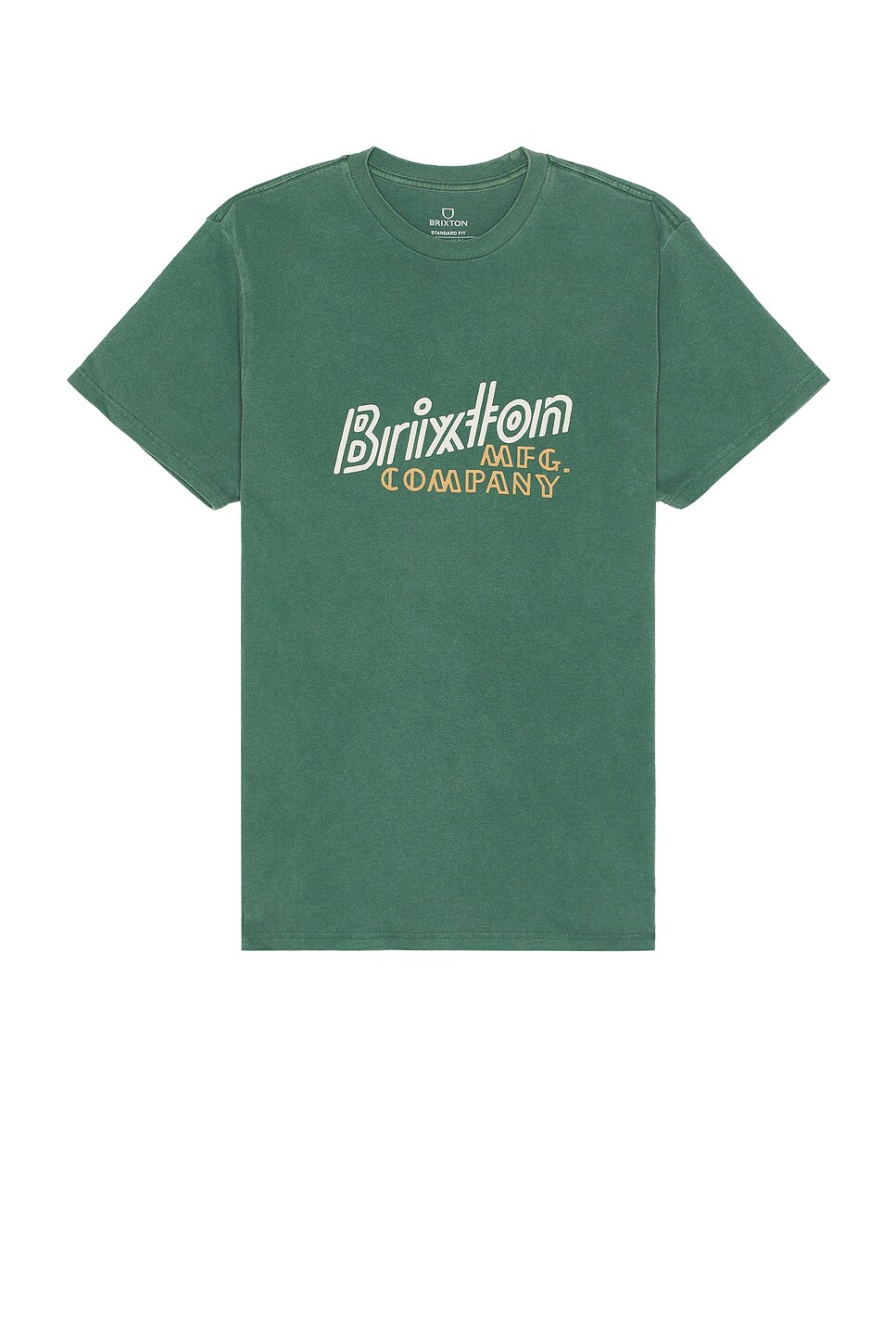 Brixton Gustin Short Sleeve Tailored Tee in Trekking Green Worn Wash ...